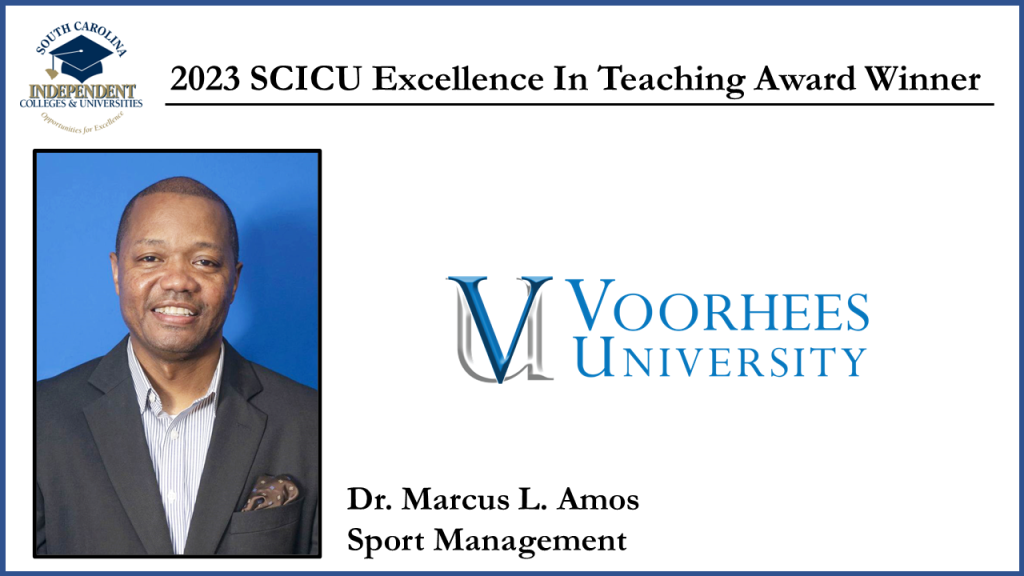Voorhees University 2023 SCICU Excellence In Teaching Award Winner – Dr. Marcus Amos